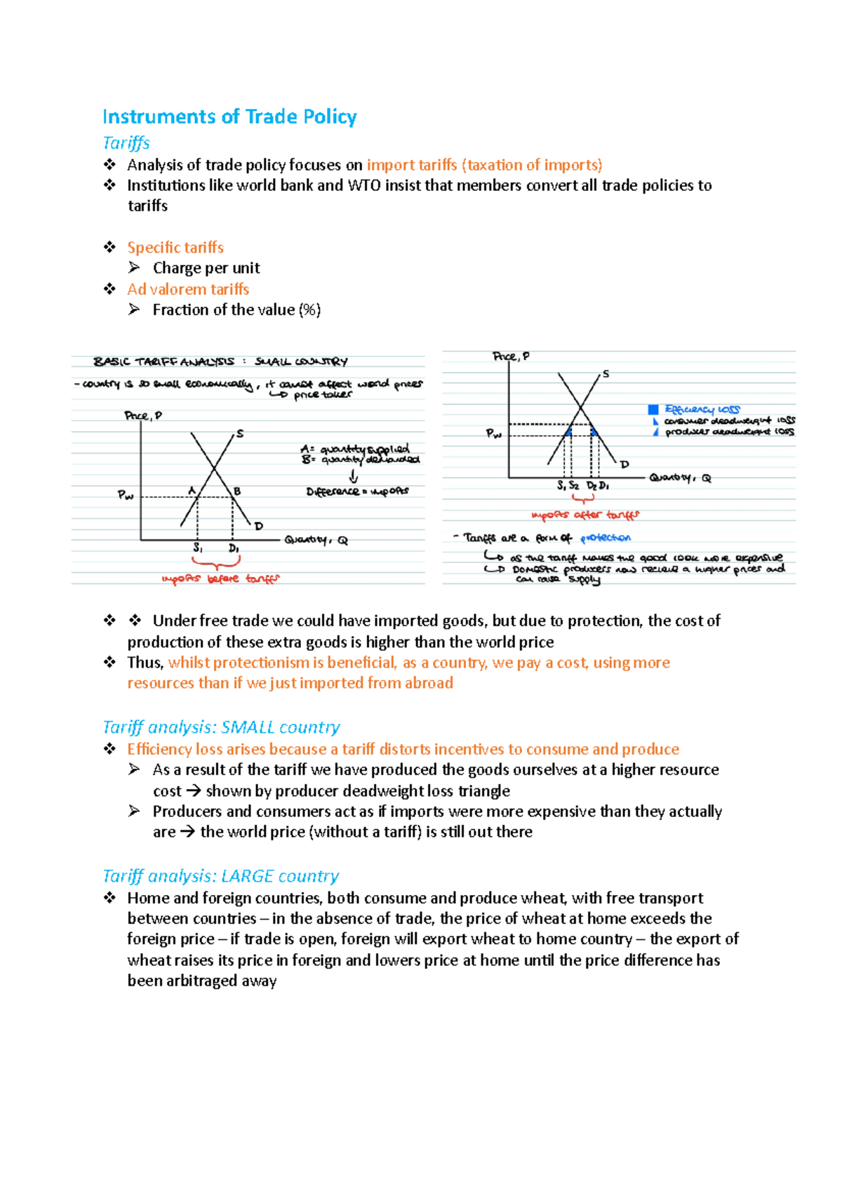 Policy issues revision - Instruments of Trade Policy Tariffs Analysis ...