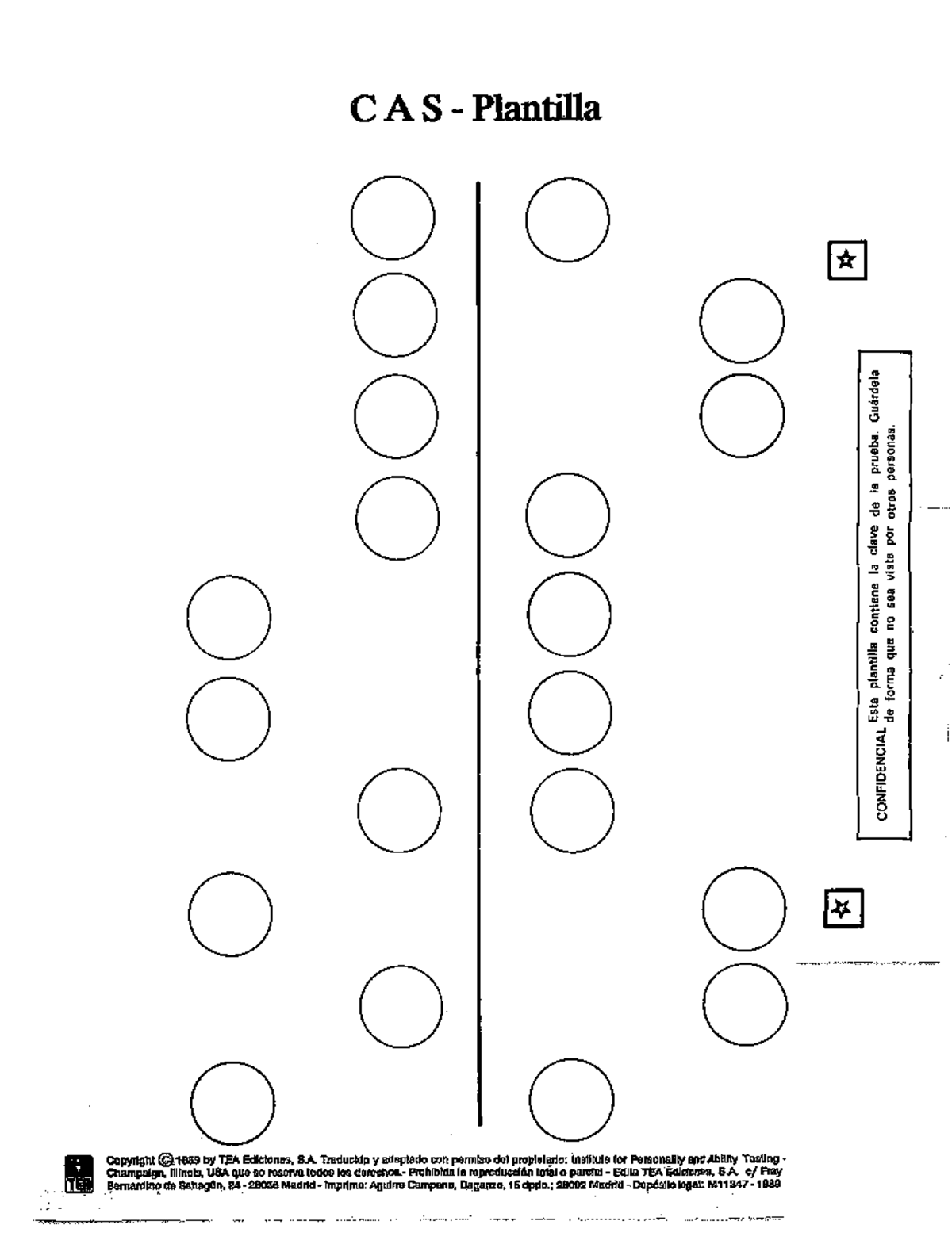Test-CAS Cuestionario de Ansiedad Infantil- Plantilla - O O O O e A S ...