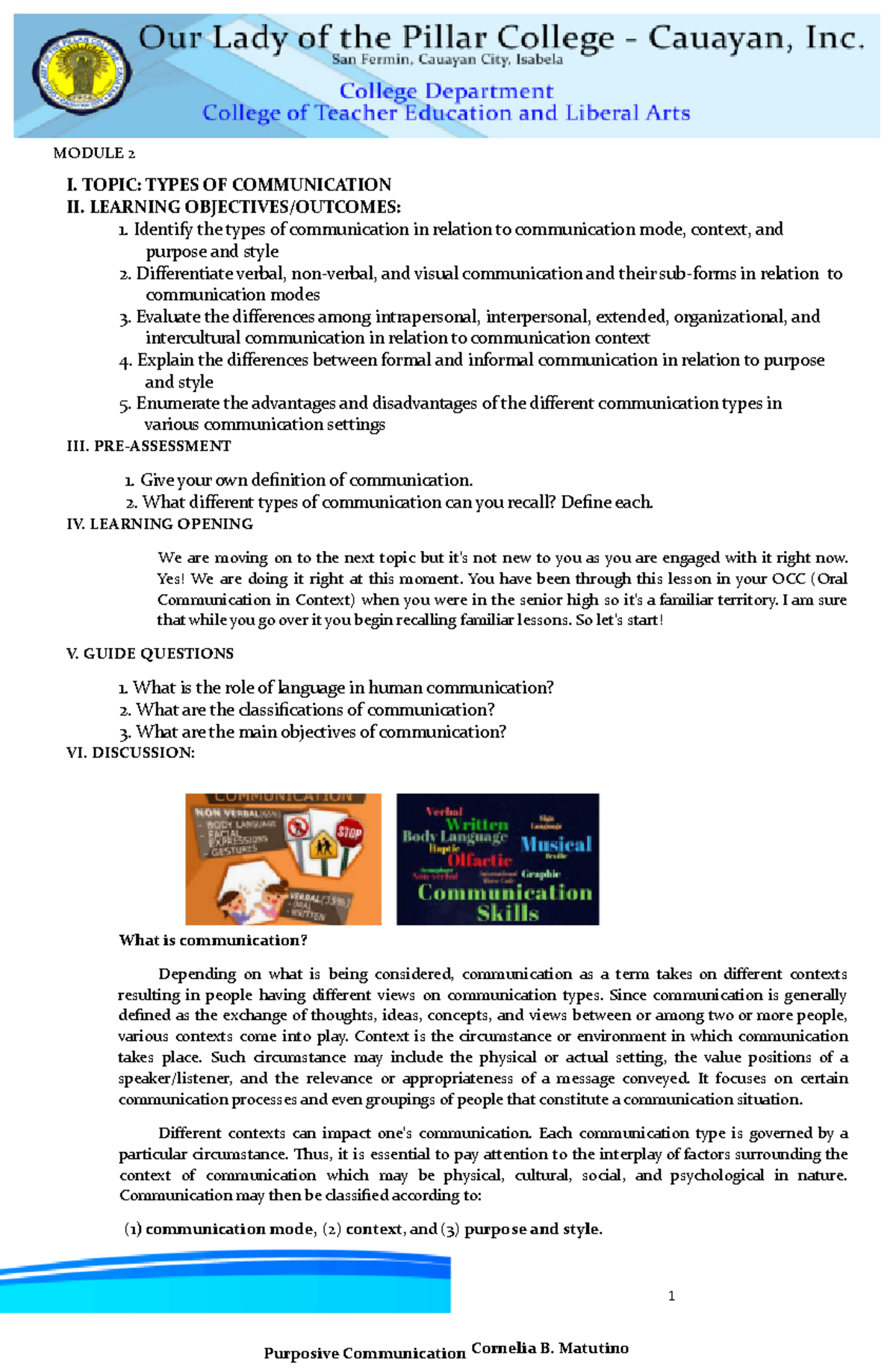 Module-2 Purposive communication_ TYPES OF COMMUNICATION - MODULE 2 I ...