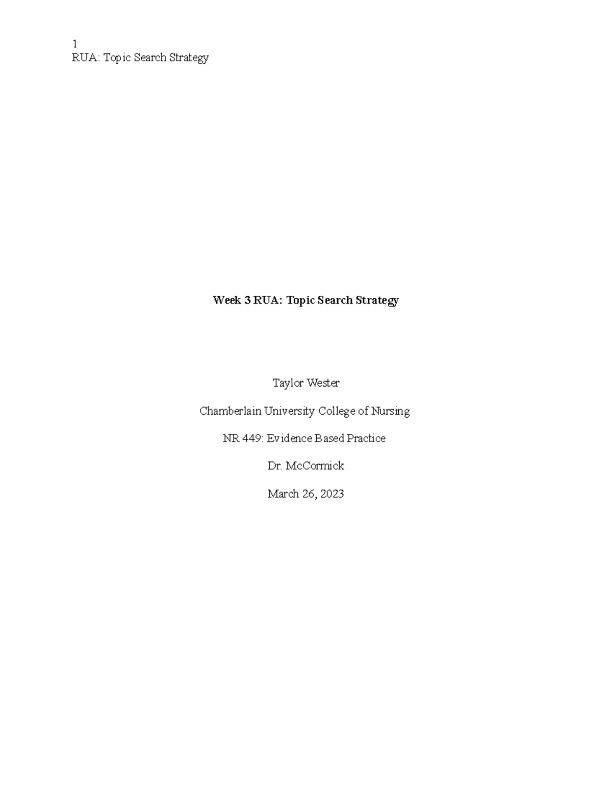 RUA: Topic Search Strategy - Studocu