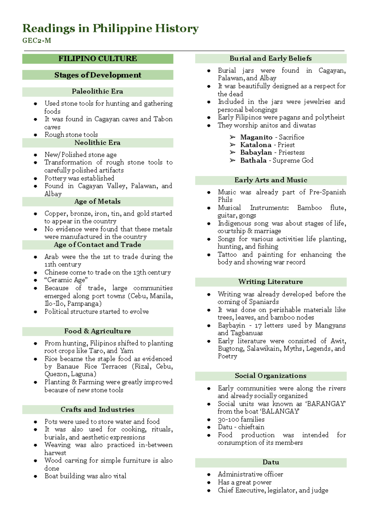 RPH Filipino Culture [Lesson 1] - Readings in Philippine History GEC2-M ...