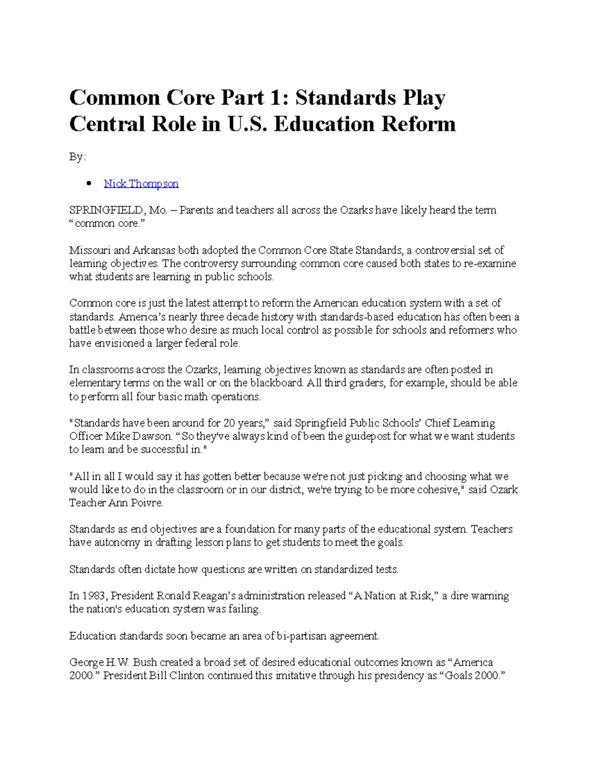 Common Core - field activity - Common Core Part 1: Standards Play ...