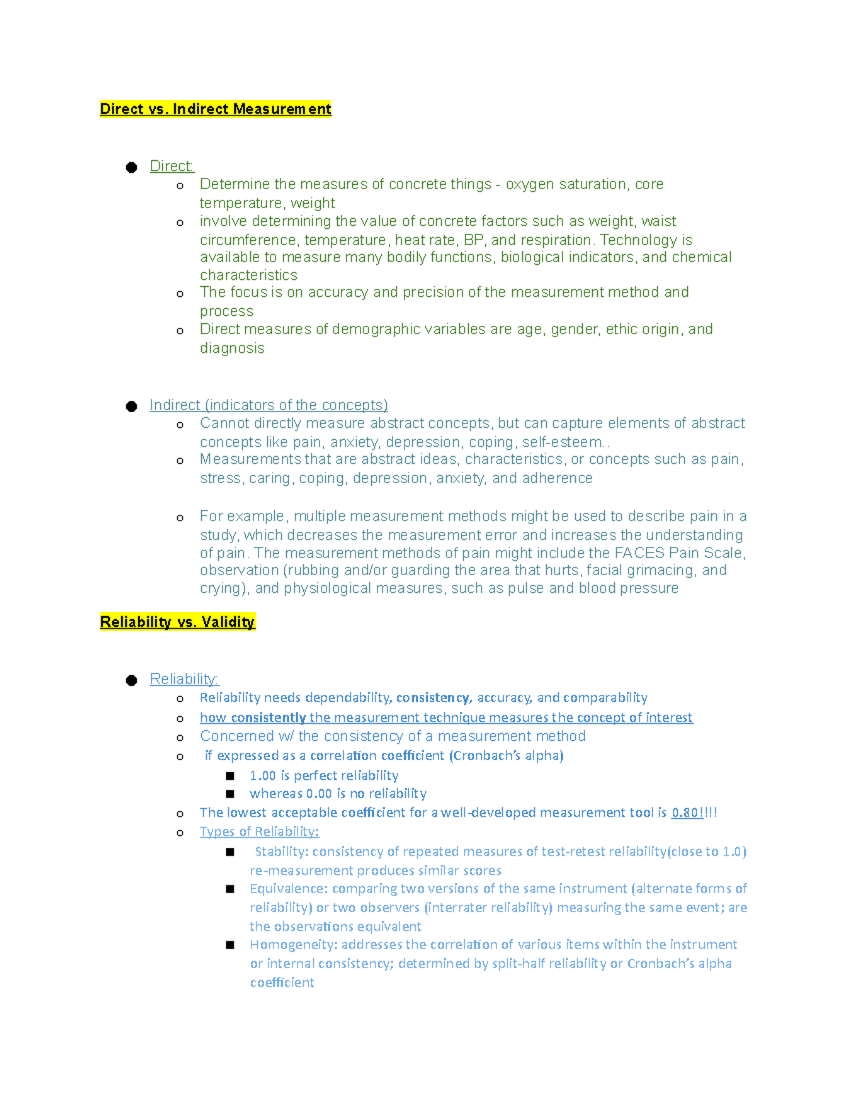 EBP-Direct vs Indirect - Direct vs. Indirect Measurement Direct: o ...