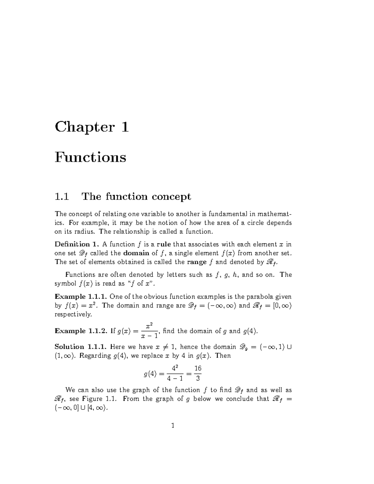 Functions - Chapter 1 Functions 1 The function concept The concept of relating one variable to ...