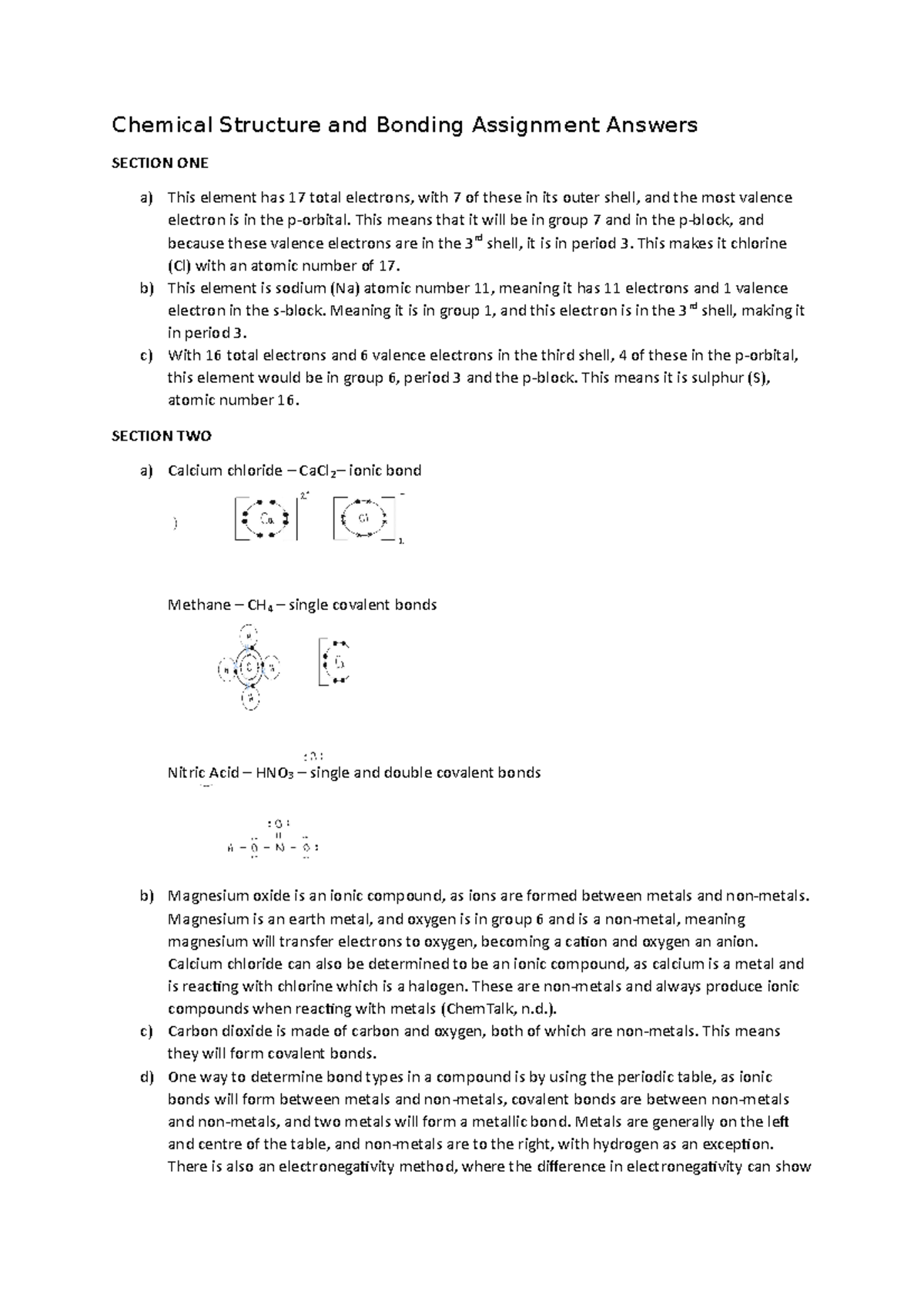 Unit 13 Chemical Structure and Bonding Worksheet Answers - Chemical ...