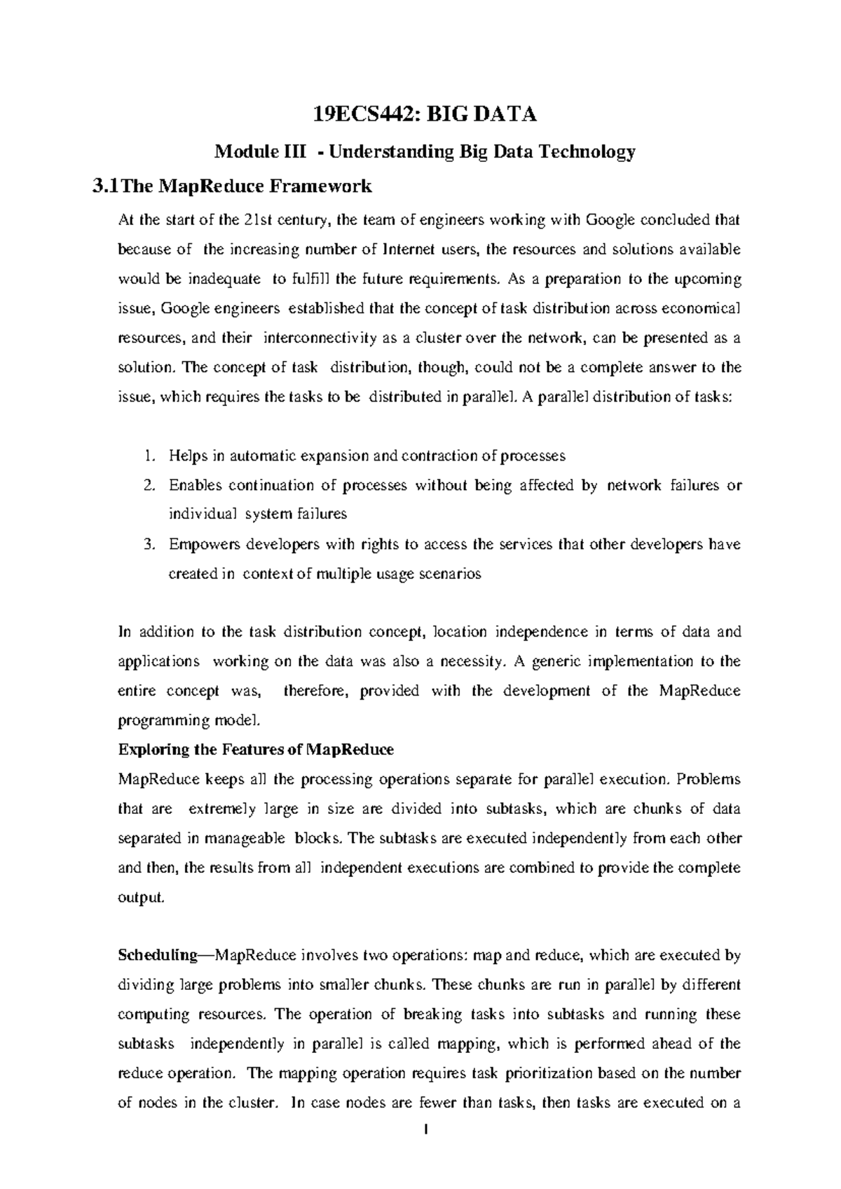 UNIT 3 Lecture Notes-1 - 19ECS442: BIG DATA Module III - Understanding ...