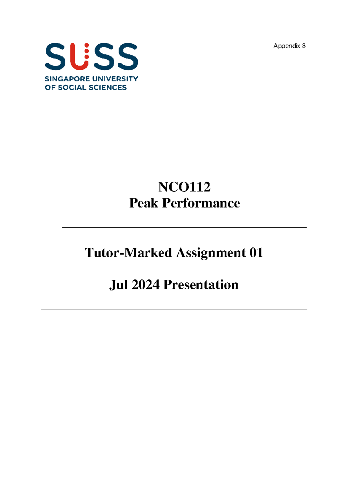 NCO112 TMA01 Jul 24 - Appendix 8 NCO Peak Performance Tutor-Marked Assignment 01 Jul 2024 - Studocu