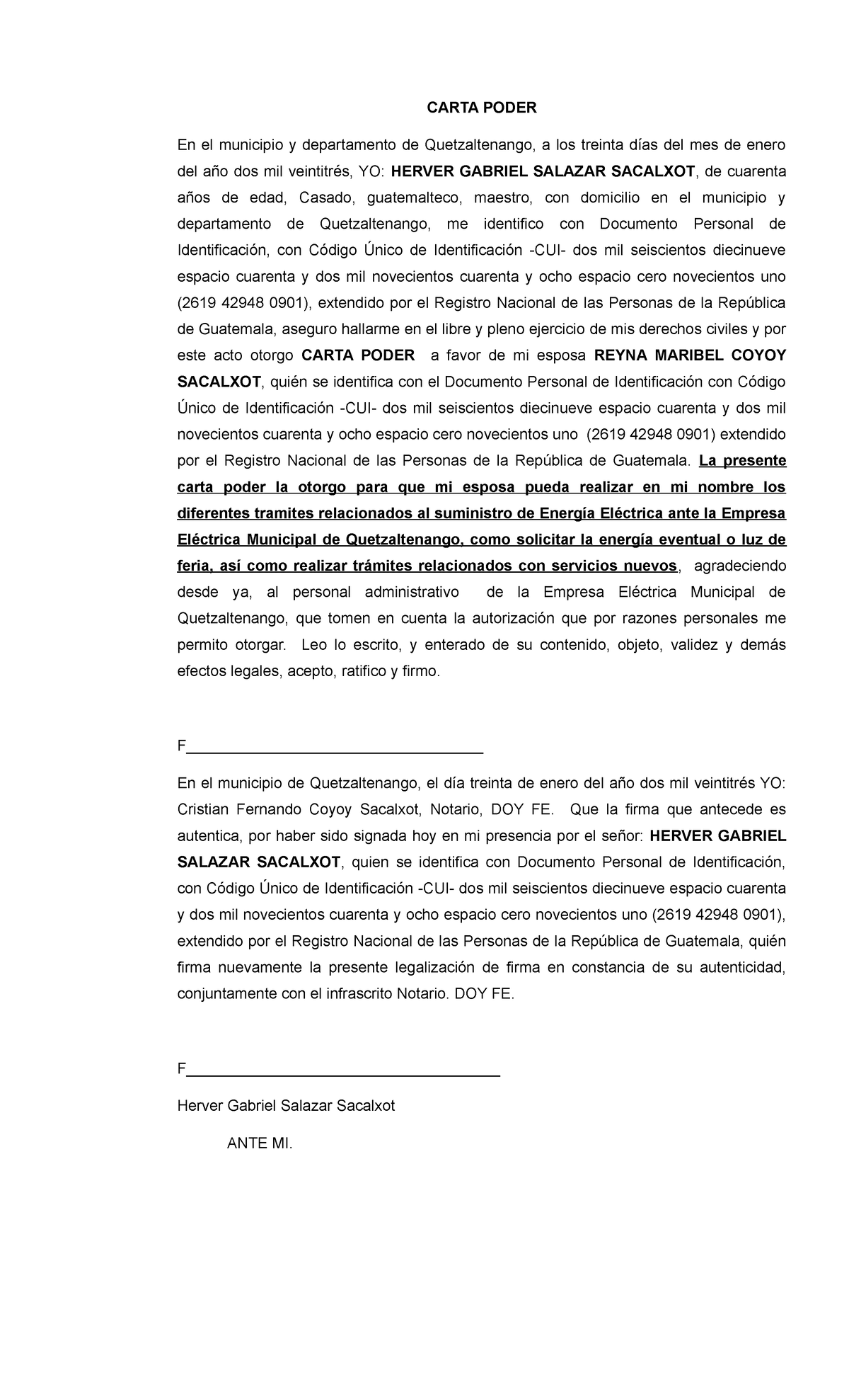 Carta Poder Simple Formato Y Ejemplos Pdf Y Word Para Imprimir Images