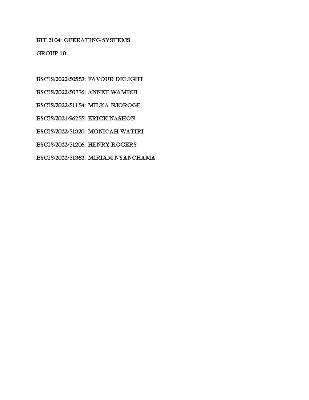 Operating Systems - Summary information communication - BIT 2104 ...