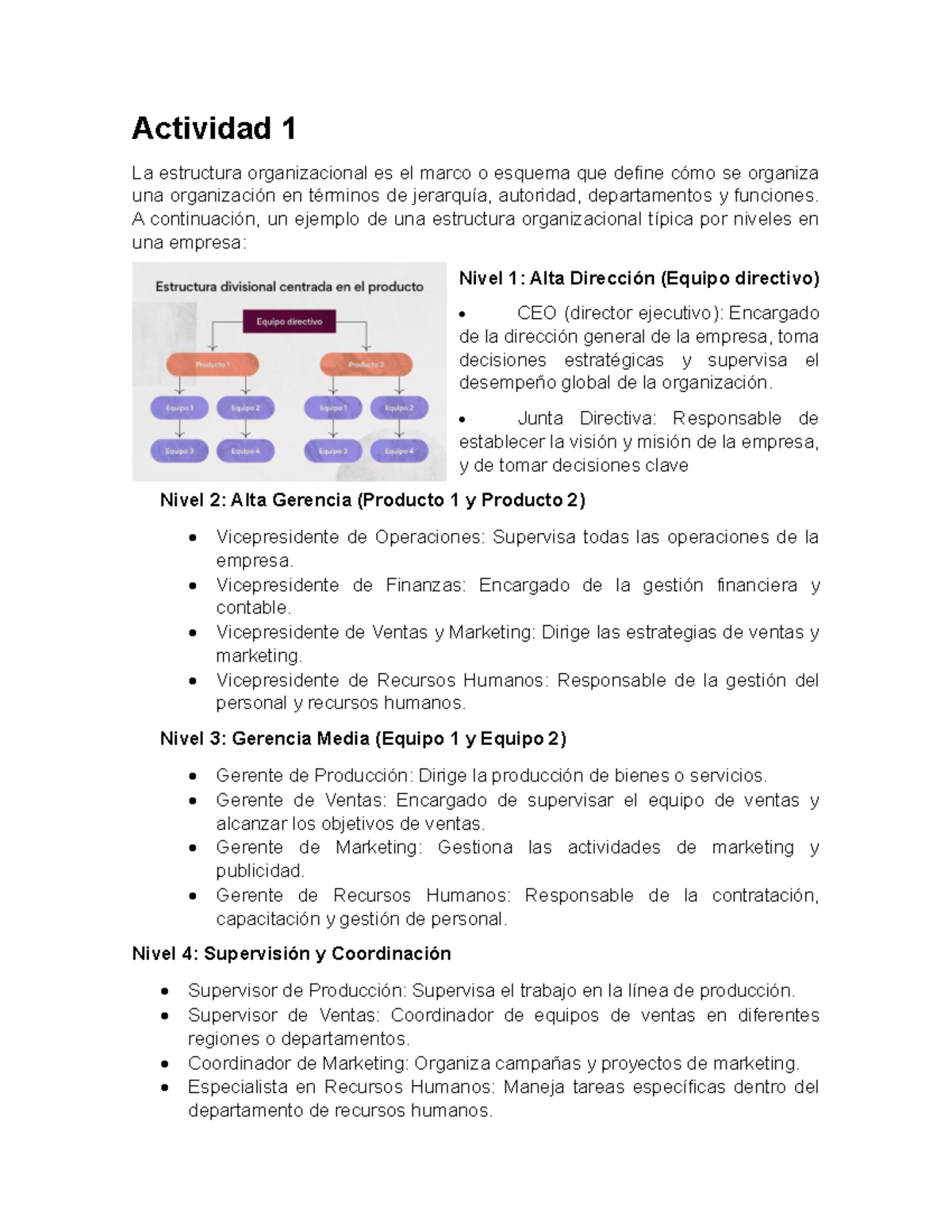 Actividad 2 - wewe wew - La estructura organizacional es el marco o ...