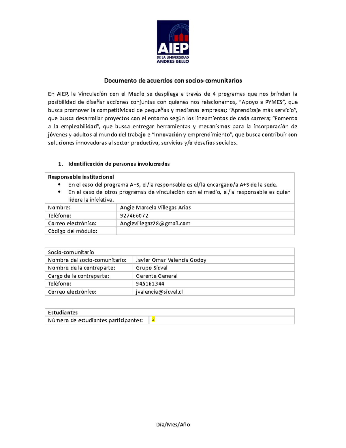 Carta de acuerdos con socios-comunitarios(1)(2) 2 - Documento de ...