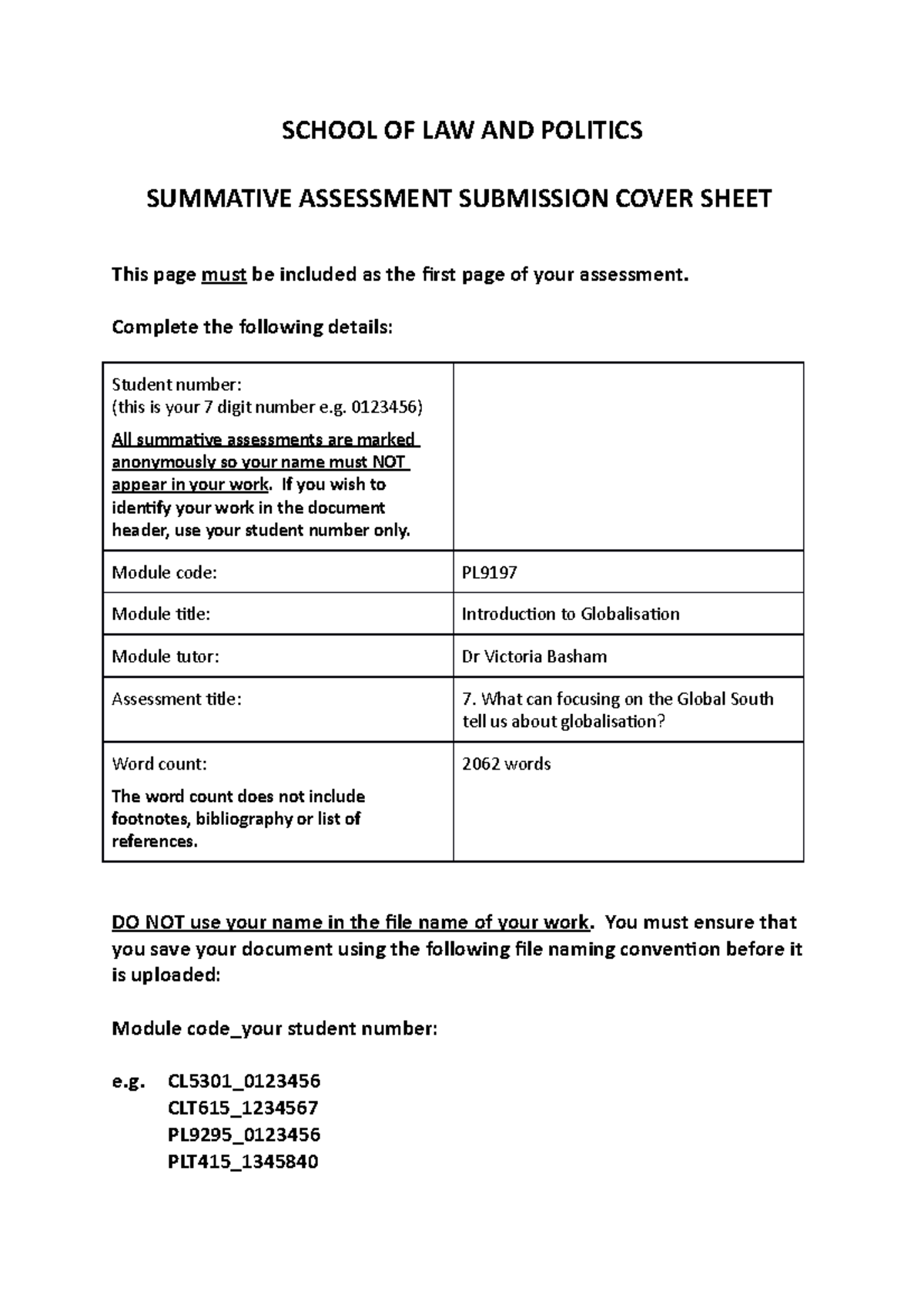 Essay Example 1 - asdfghjkl - SCHOOL OF LAW AND POLITICS SUMMATIVE ...