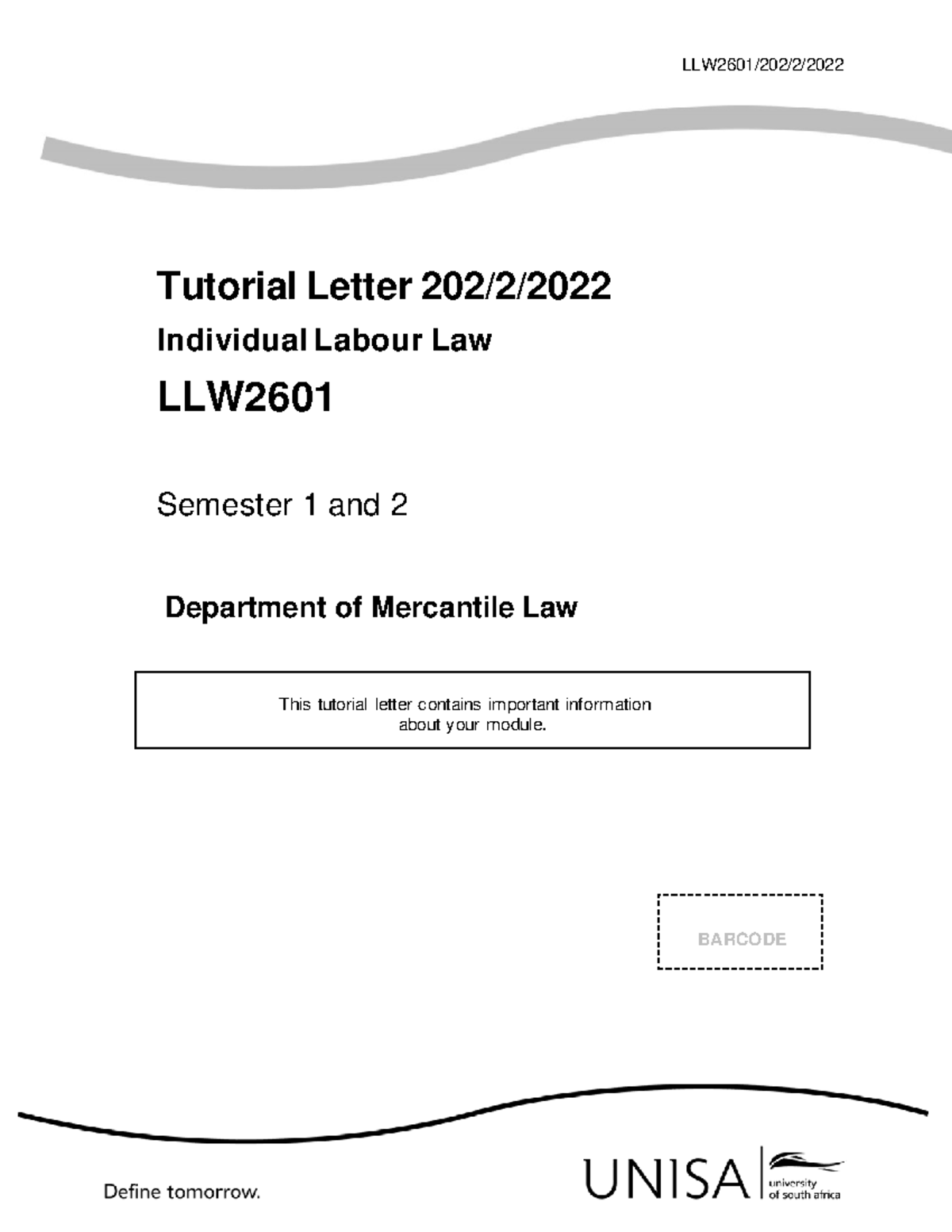 LLW2601 2022 TL 202 2 E - LLW2601/202/2/ Tutorial Letter 202/2 ...