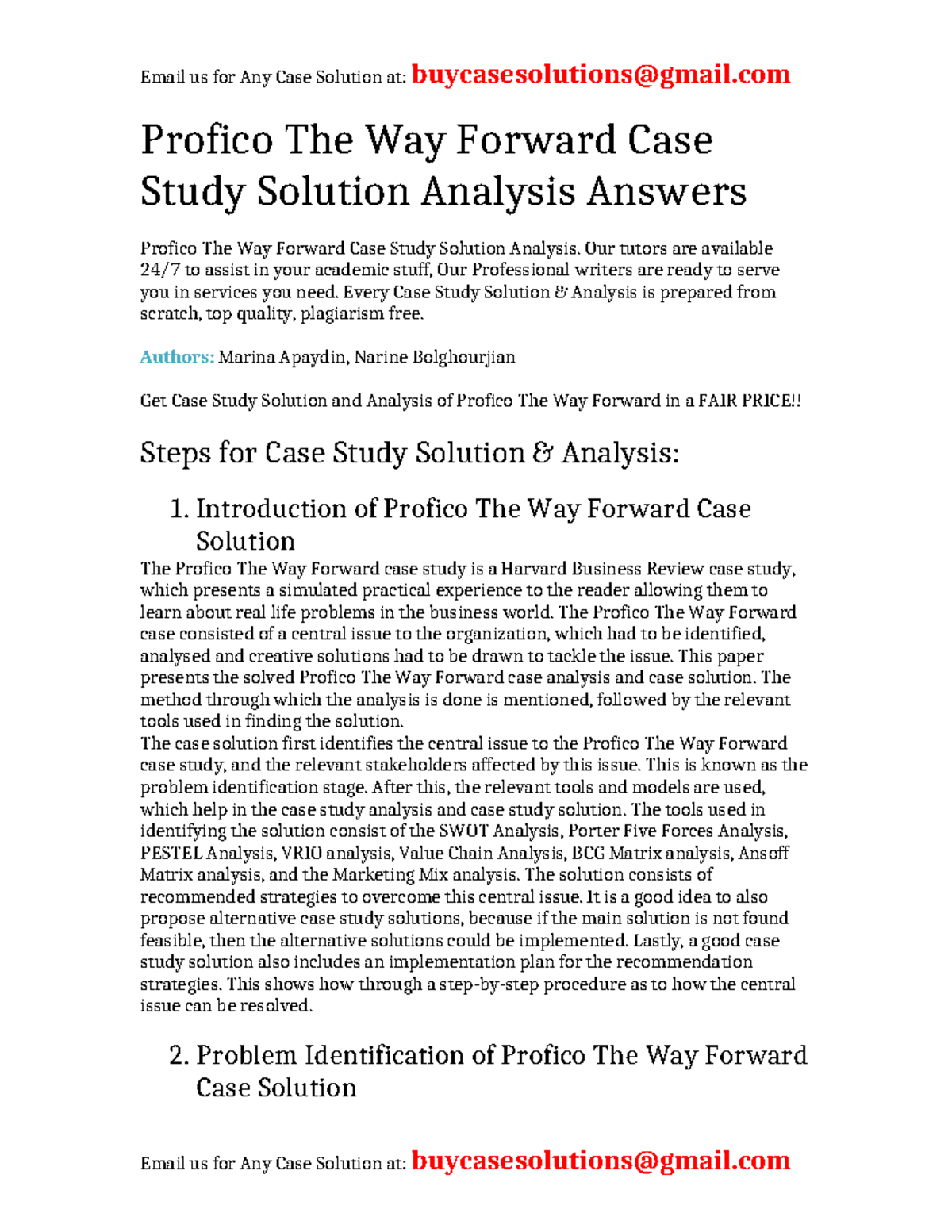 Case Solution Profico The Way Forward - Profico The Way Forward Case ...