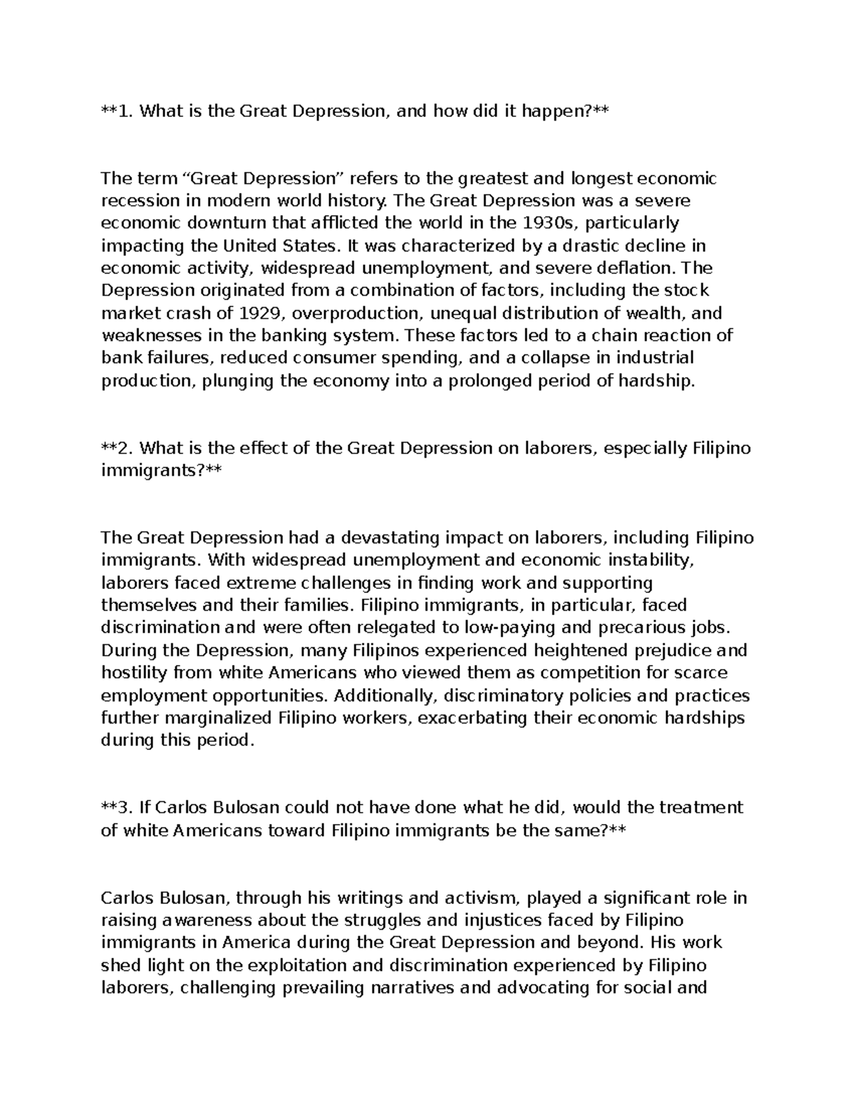 Document - 1. What is the Great Depression, and how did it happen? The ...