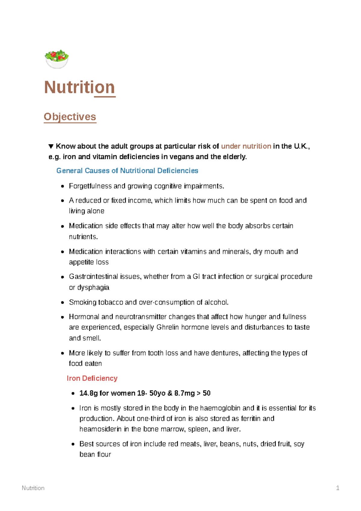 Nutrition - Nutrition Objectives Know about the adult groups at ...