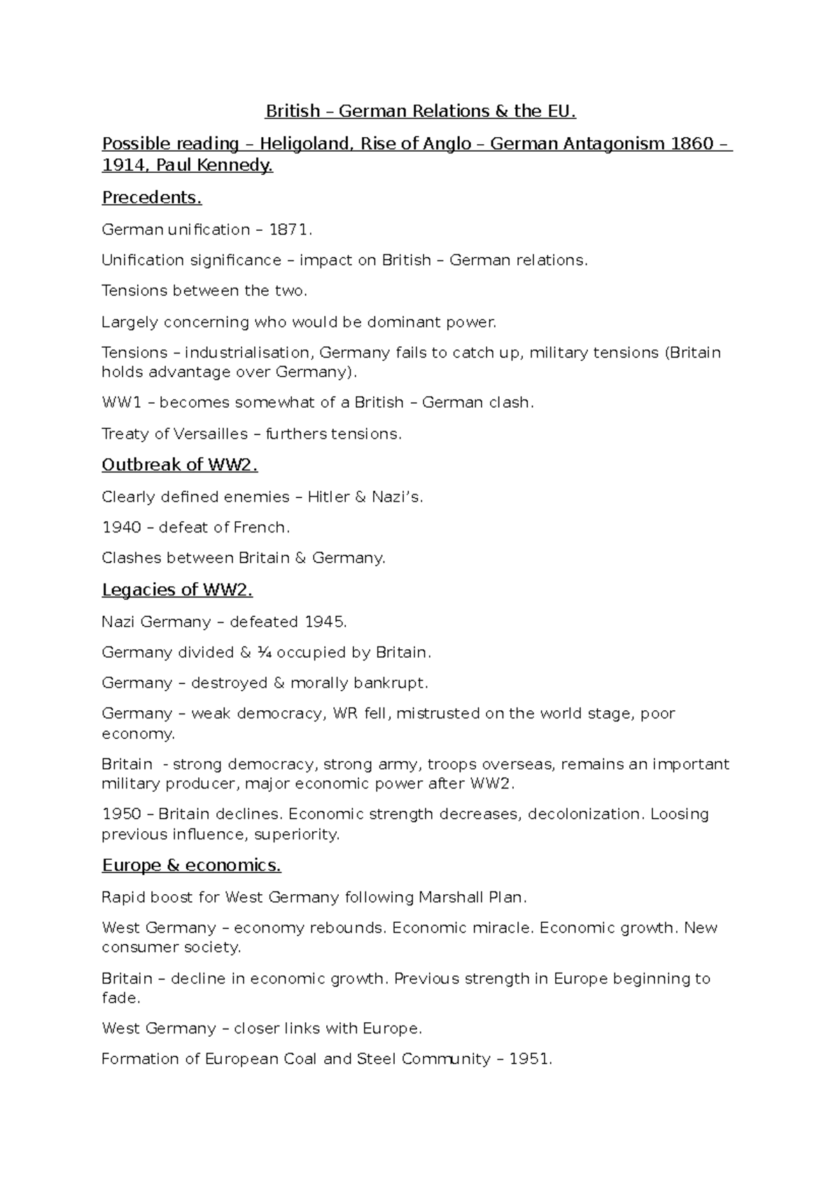 British – German Relations & the EU - British – German Relations & the ...