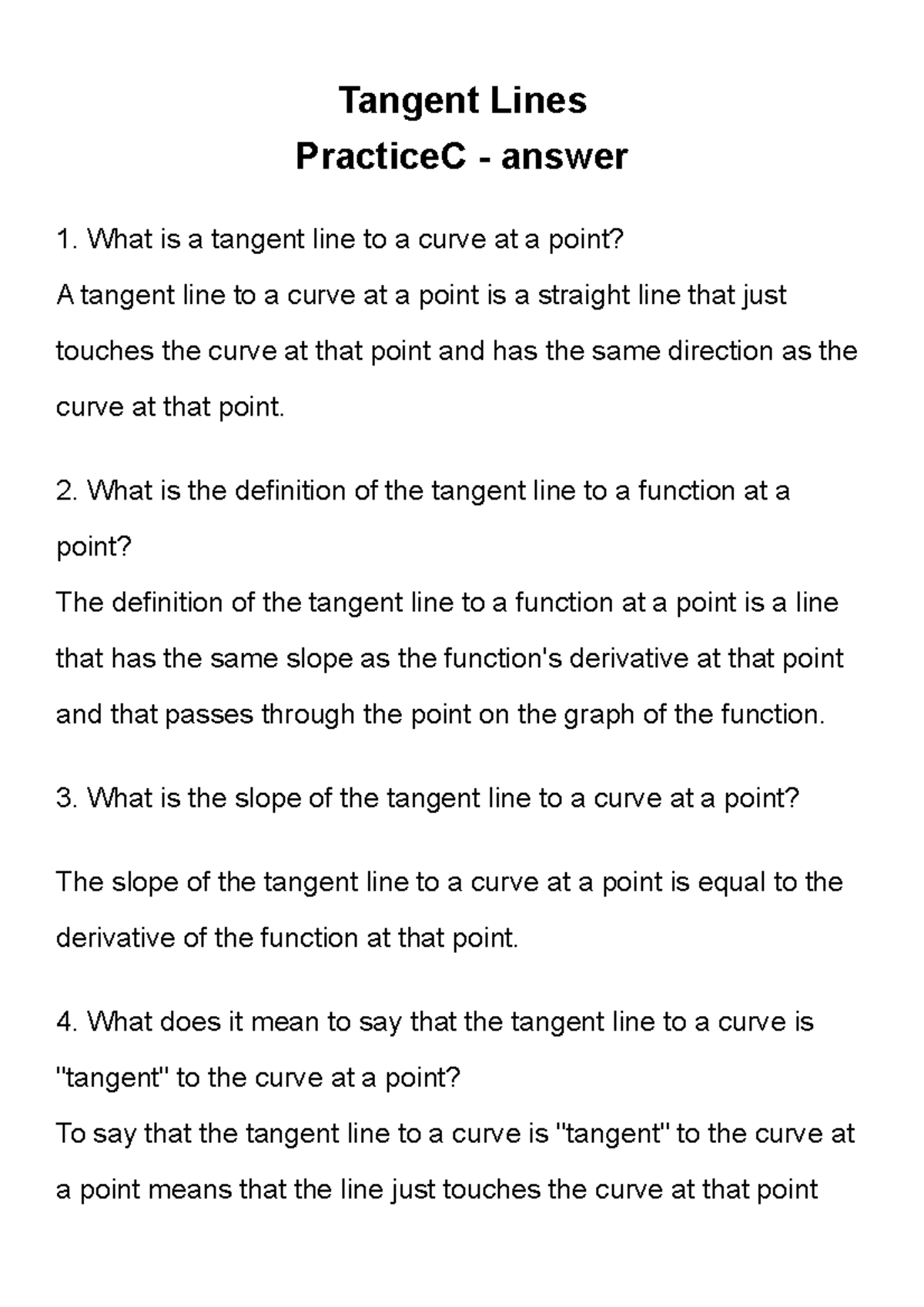 Tangent Lines Practice C Answer Tangent Lines PracticeC Answer tangent-lines-practice-c-answer-tangent-lines-practicec-answer