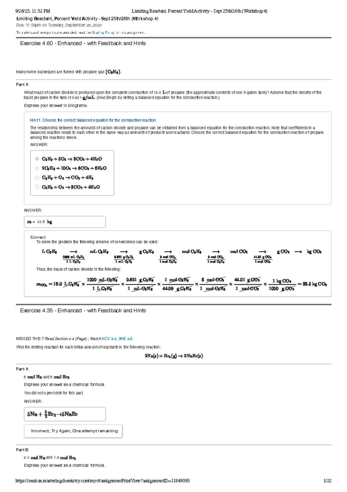 Limiting Reactant, Percent Yield Activity - Sept 25th 26th (Workshop 4 ...
