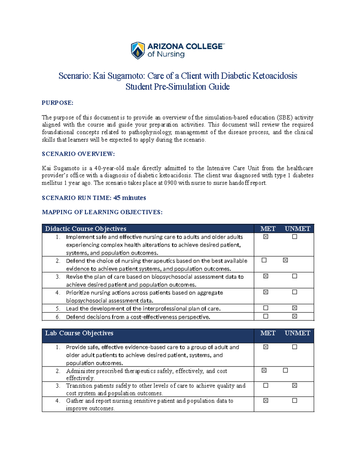 Kai Sugamoto Care of a Client with Diabetic Ketoacidosis Student Pre ...