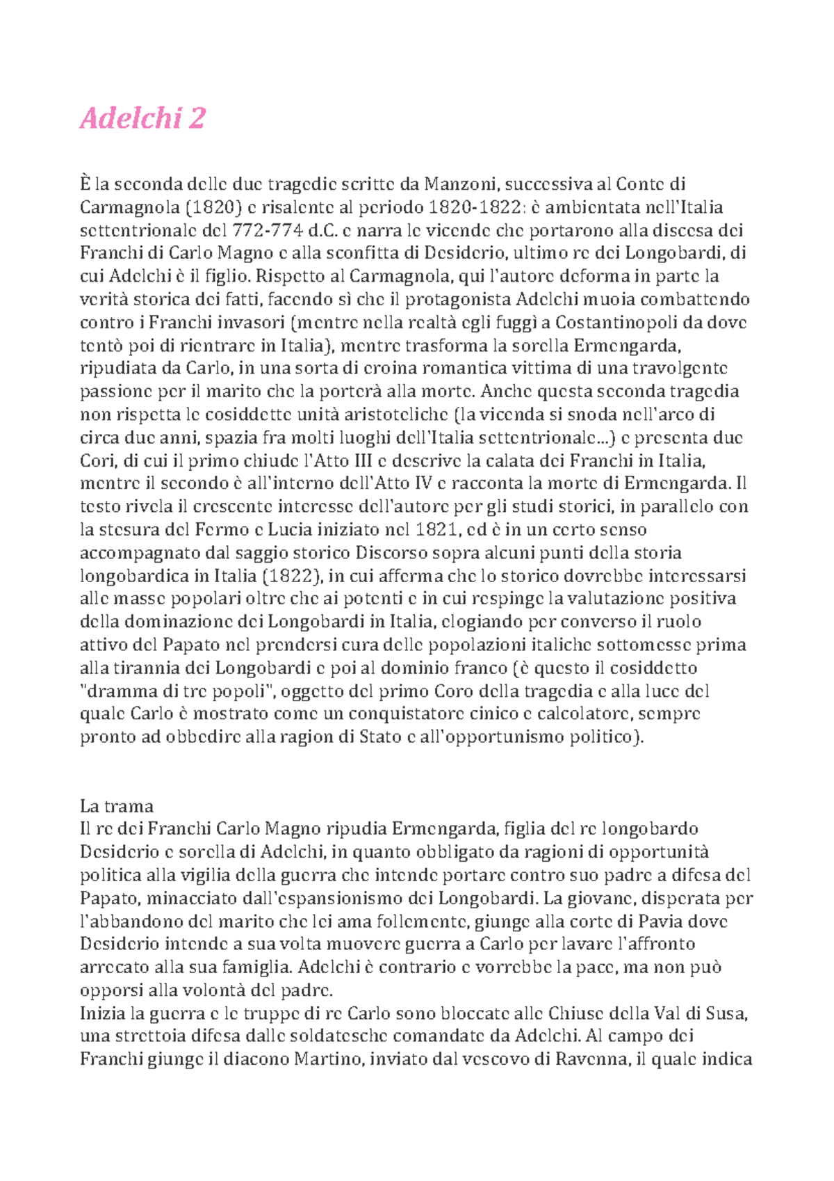 Adelchi 2 - Adelchi 2 È la seconda delle due tragedie scritte da ...