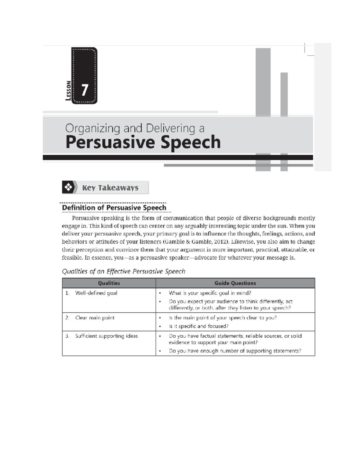 Lesson 09 Additional Notes - Organizing and Delivering a Persuasive ...