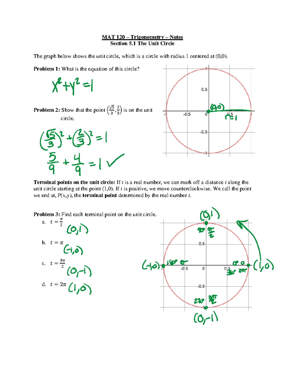 MAT 120 - Notes - 5.1-5.2 - key - MAT 120 – Trigonometry – Notes ...