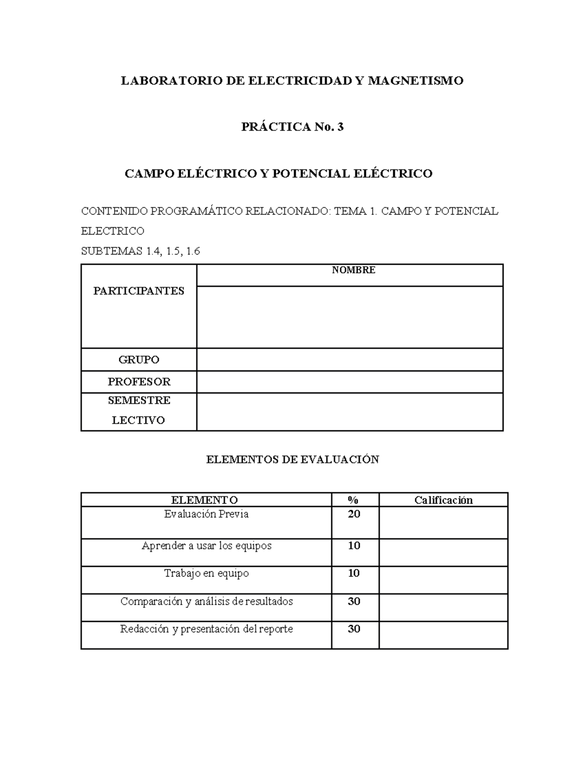 Practica 3 - laboratorio de electricidad y magneetismoam - LABORATORIO DE ELECTRICIDAD Y ...