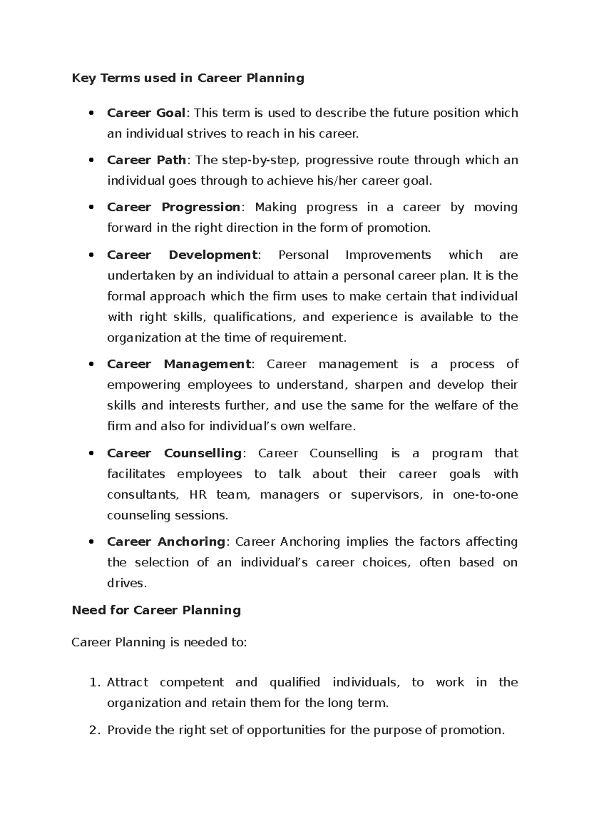 Key Terms used in Career Planning - Career Path: The step-by-step ...