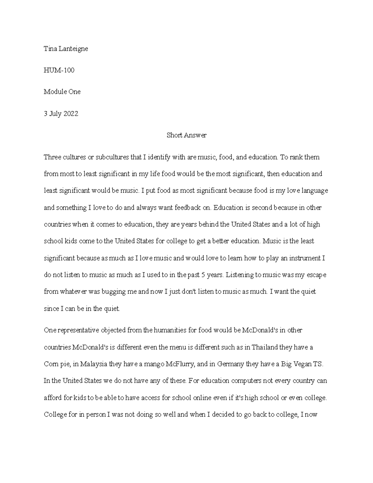 Hum-100 mod 1 - Hum mod 1 - HUM100 - SNHU - Studocu