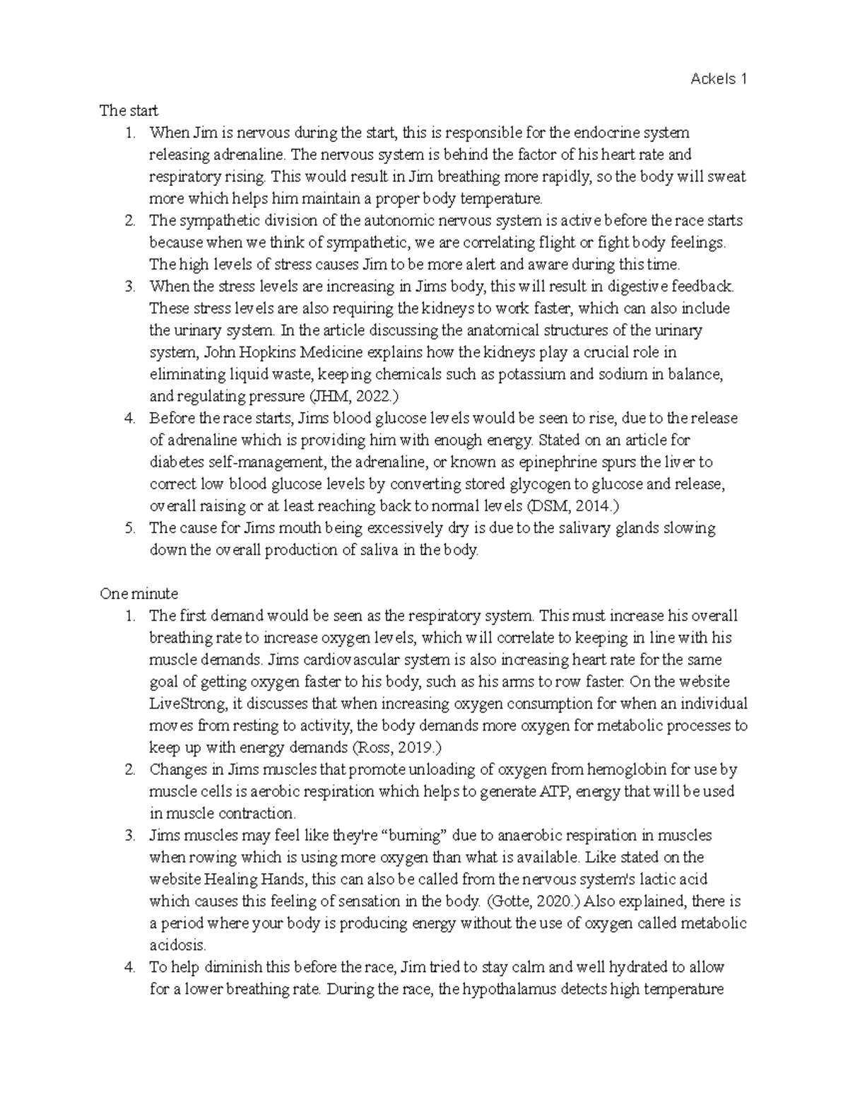 Online physiology case study - Ackels 1 The start 1. When Jim is ...