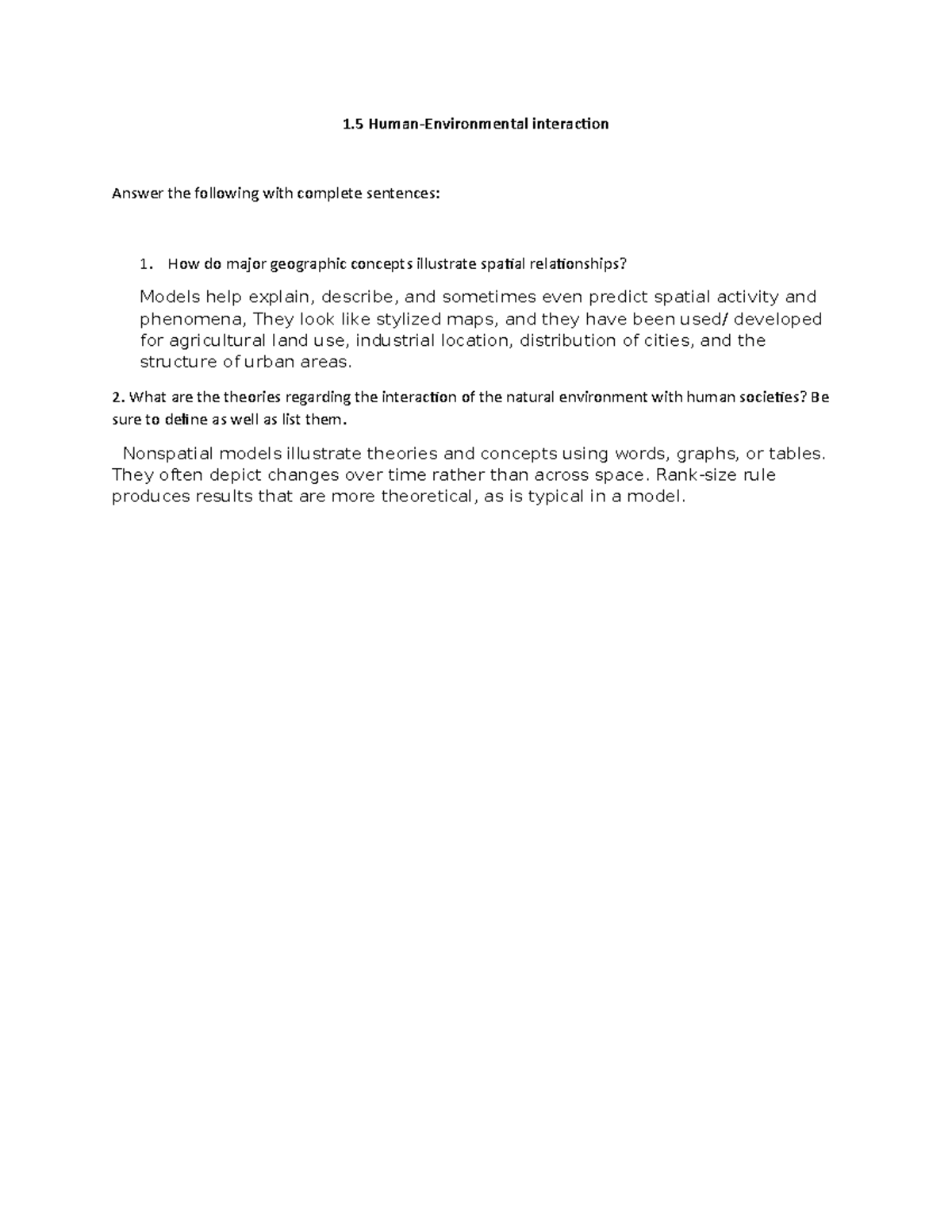 1.5 Human-Environmental interaction - 1 Human-Environmental interaction ...