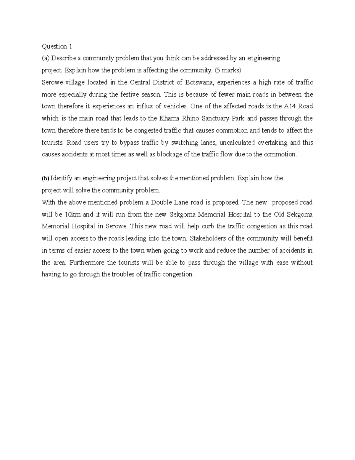 GEME 321 Assignment MY PART 2 - Question 1 (a) Describe a community ...