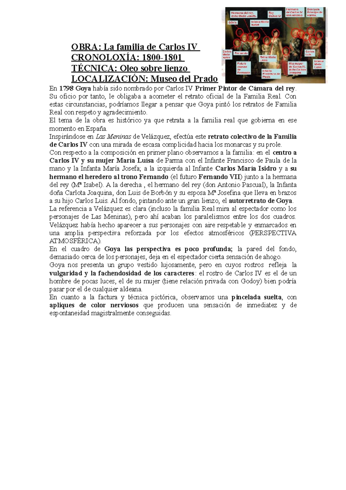 Goya arte - util - OBRA: La familia de Carlos IV CRONOLOXÍA: 1800 ...