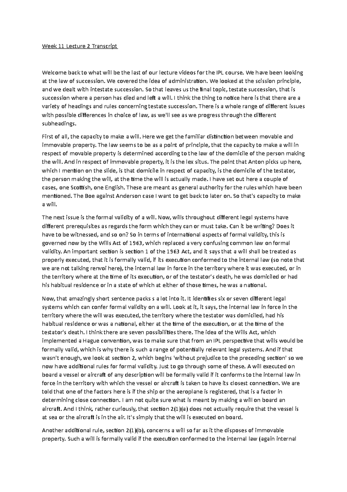 Week 11 Lecture 2 Transcript Week 11 Lecture 2 Transcript Welcome Back To What Will Be The