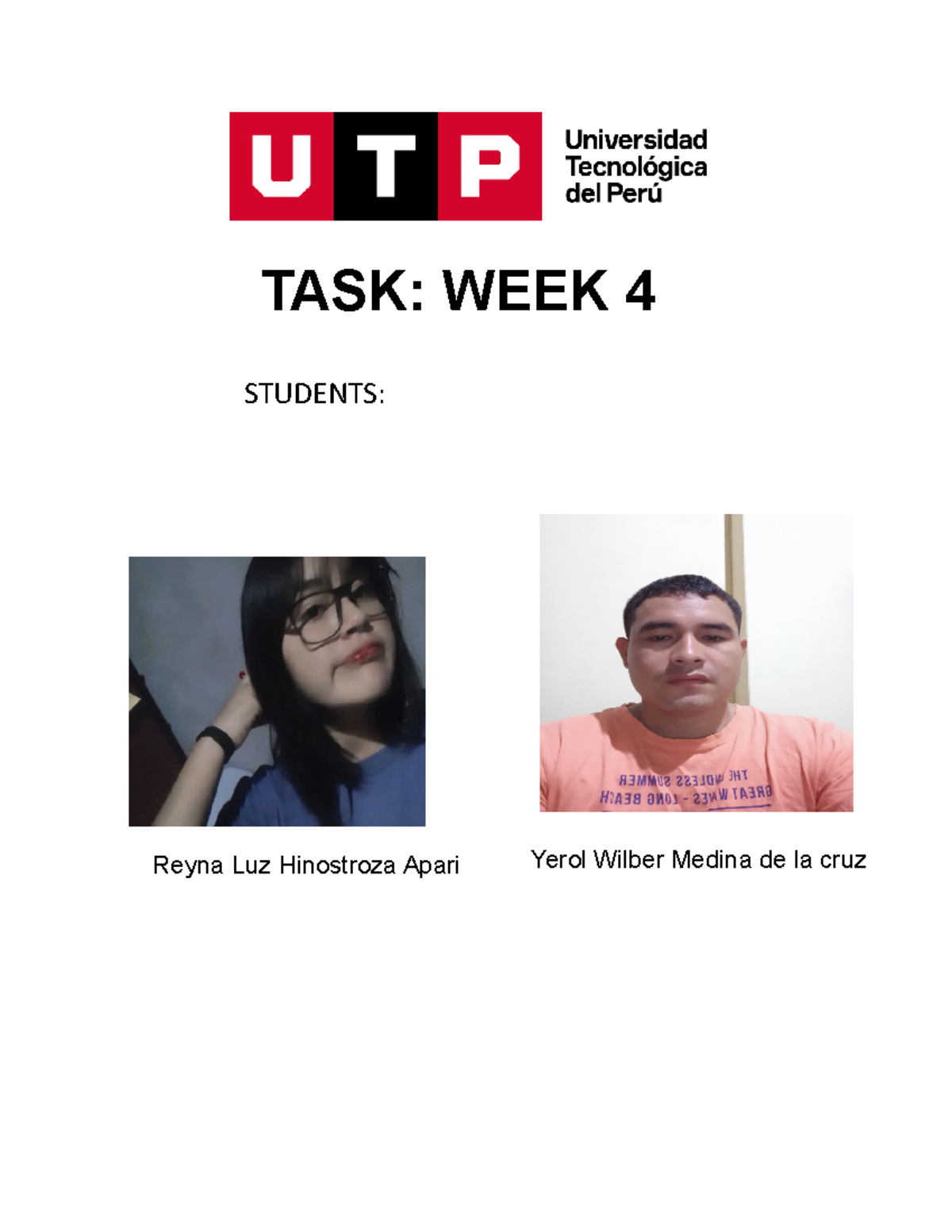 Week 4 - apuntes - Reyna Luz Hinostroza Apari Yerol Wilber Medina de la ...