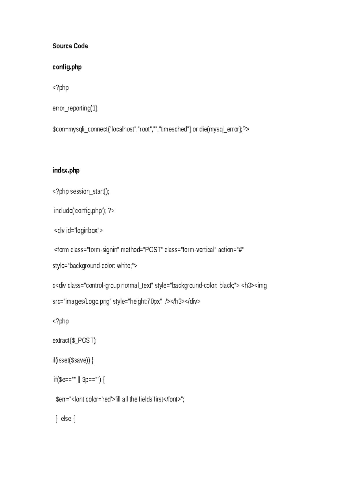 Source Code - code - Source Code config
