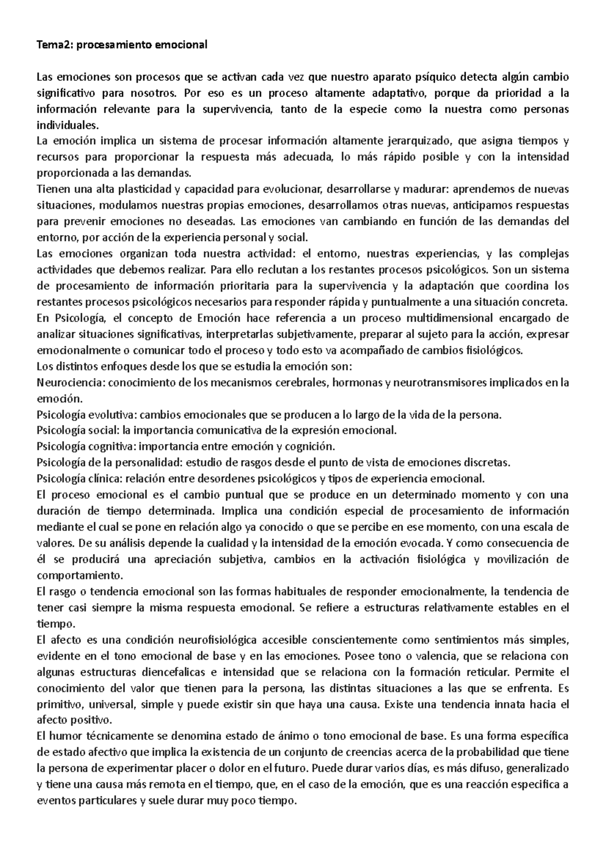 Tema 2 Apuntes Psicología De La Emoción Tema 2 Tema2 Procesamiento