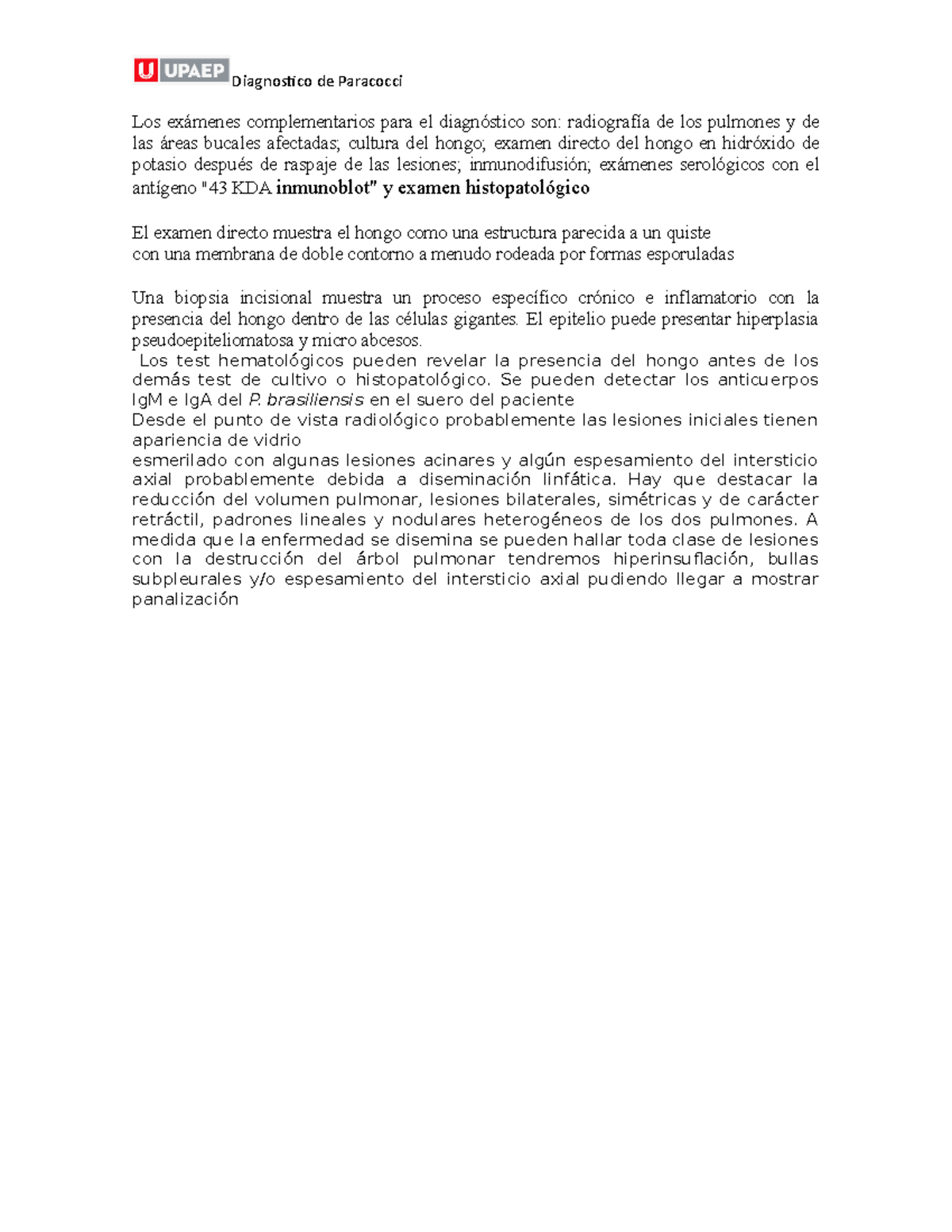 Diagnostico de paracocci - Diagnostico de Paracocci Los exámenes ...