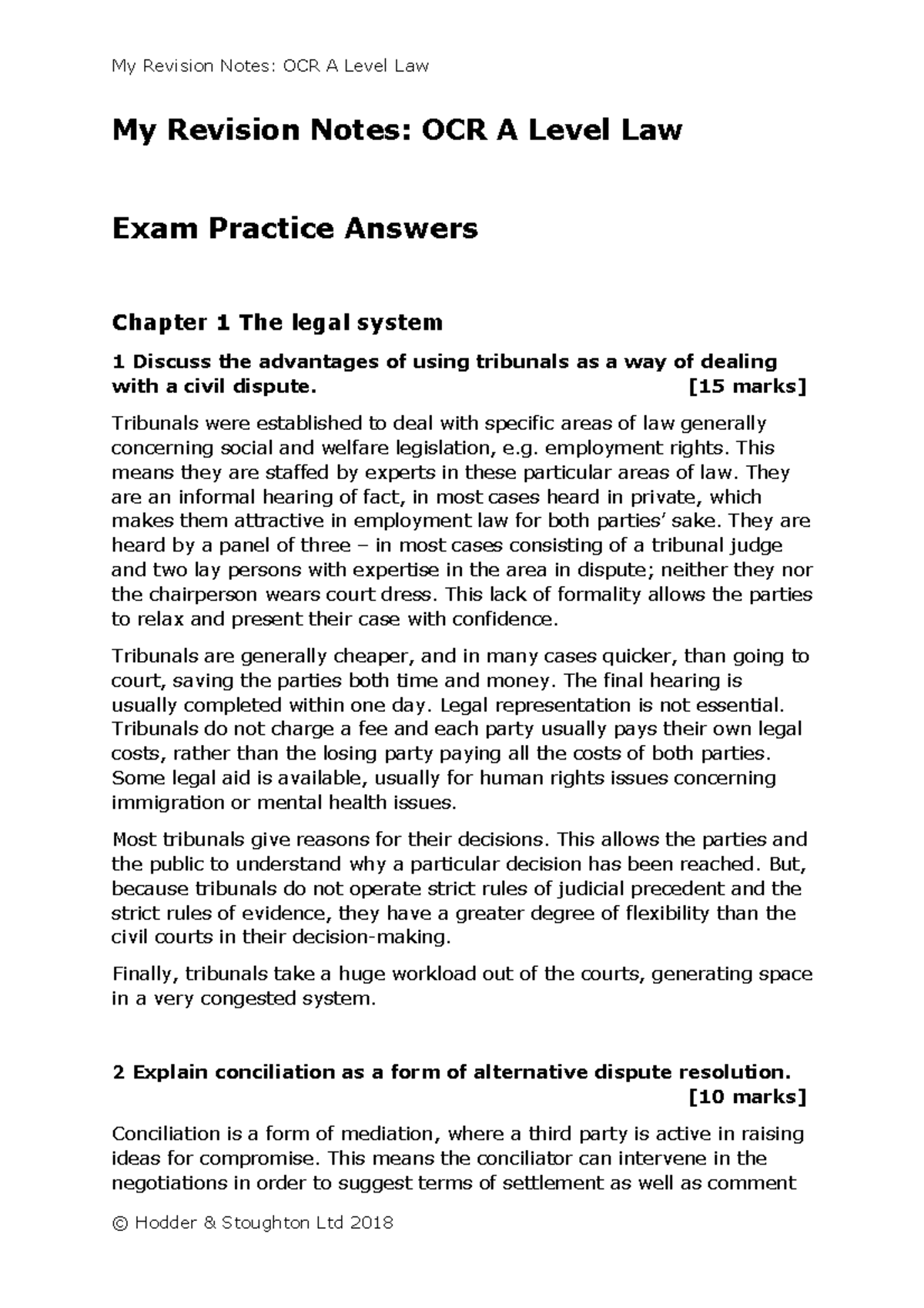 A level law answers - My Revision Notes: OCR A Level Law Exam Practice ...