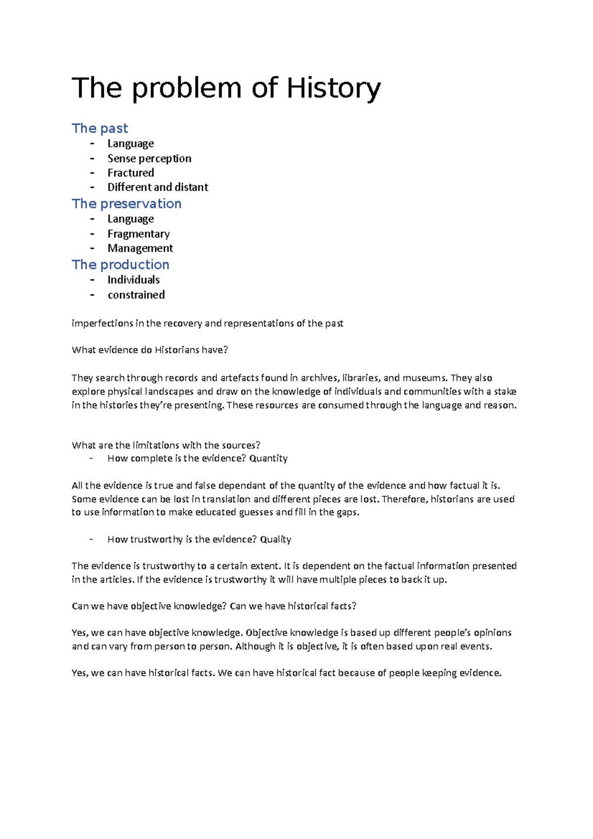 The problem of History - amsnd nsdmn asasmdmasmn m - The problem of ...