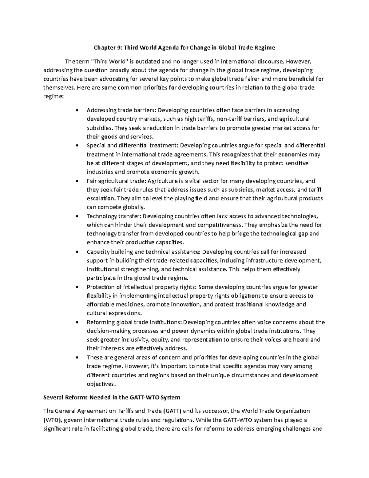 Chapter 9 IBT Handout 2024-10-24 10 11 50 - Chapter 9: Third World ...