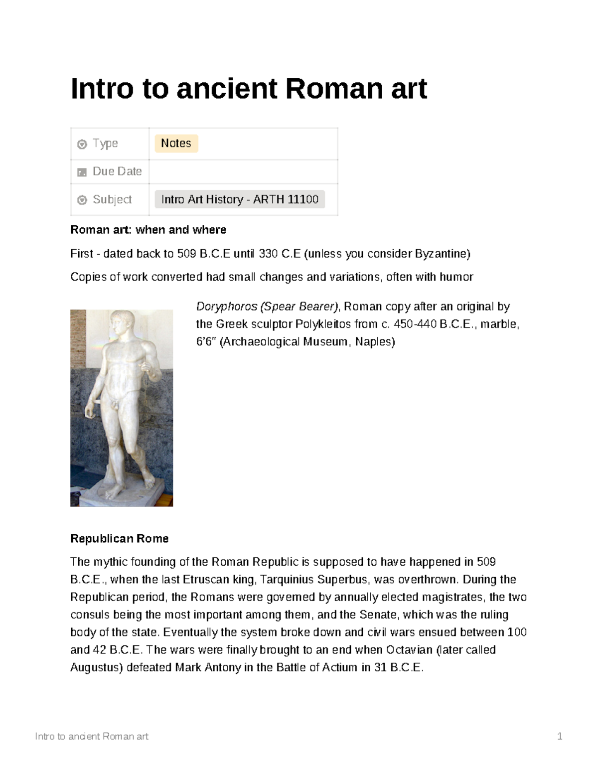 Intro to ancient Roman art - C until 330 C (unless you consider ...