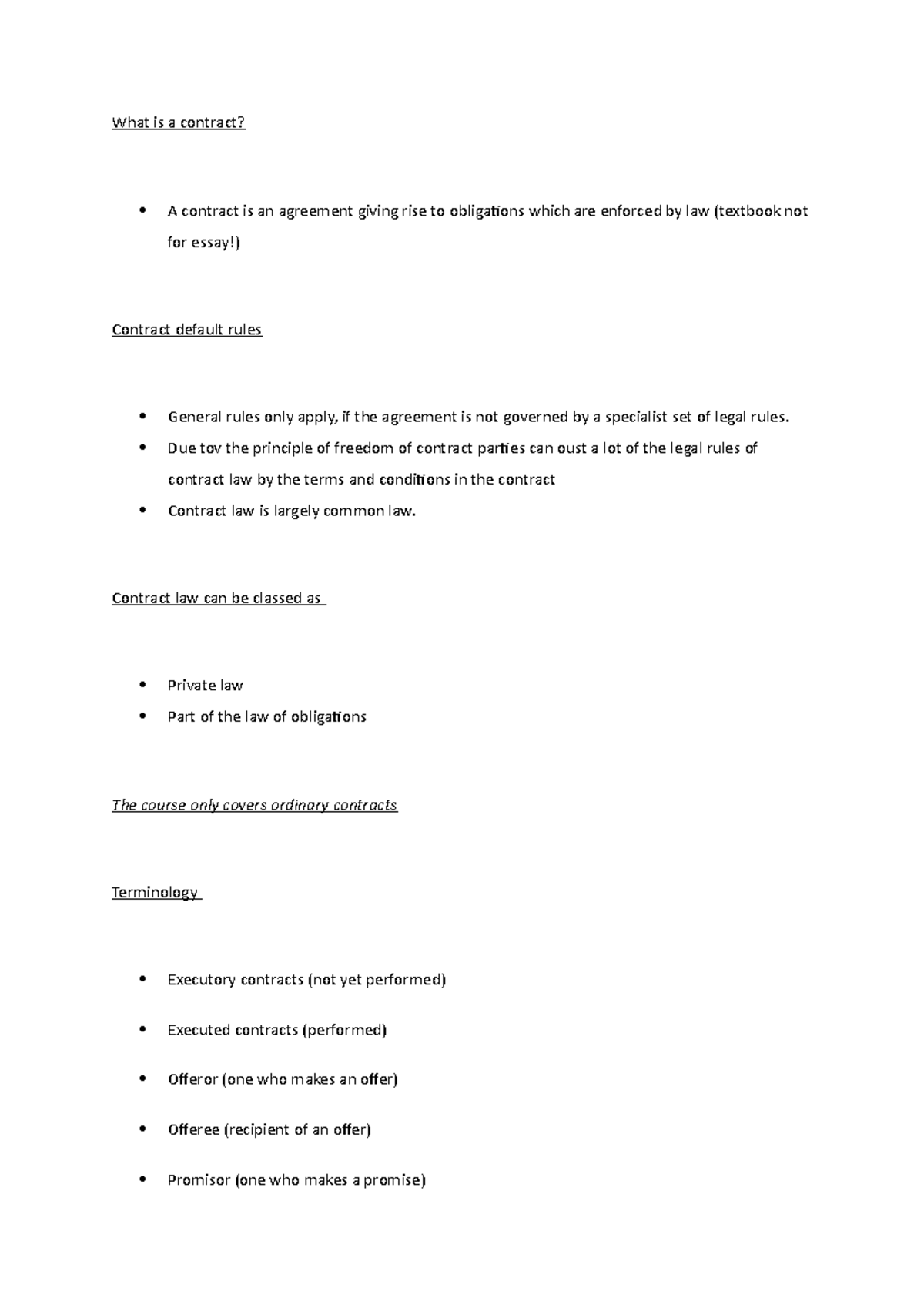 1 Intro To Contract Law What Is A Contract A Contract Is An