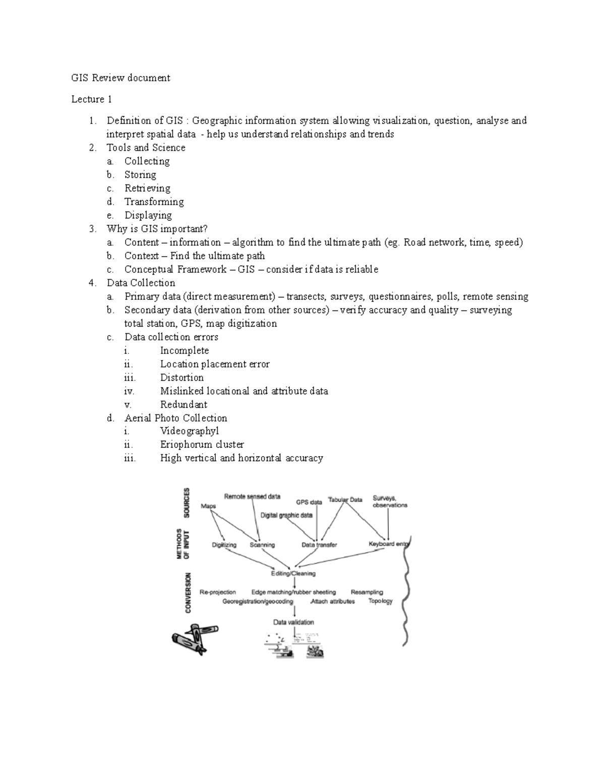 GIS Review document - for midterm - GIS Review document Lecture 1 1 ...