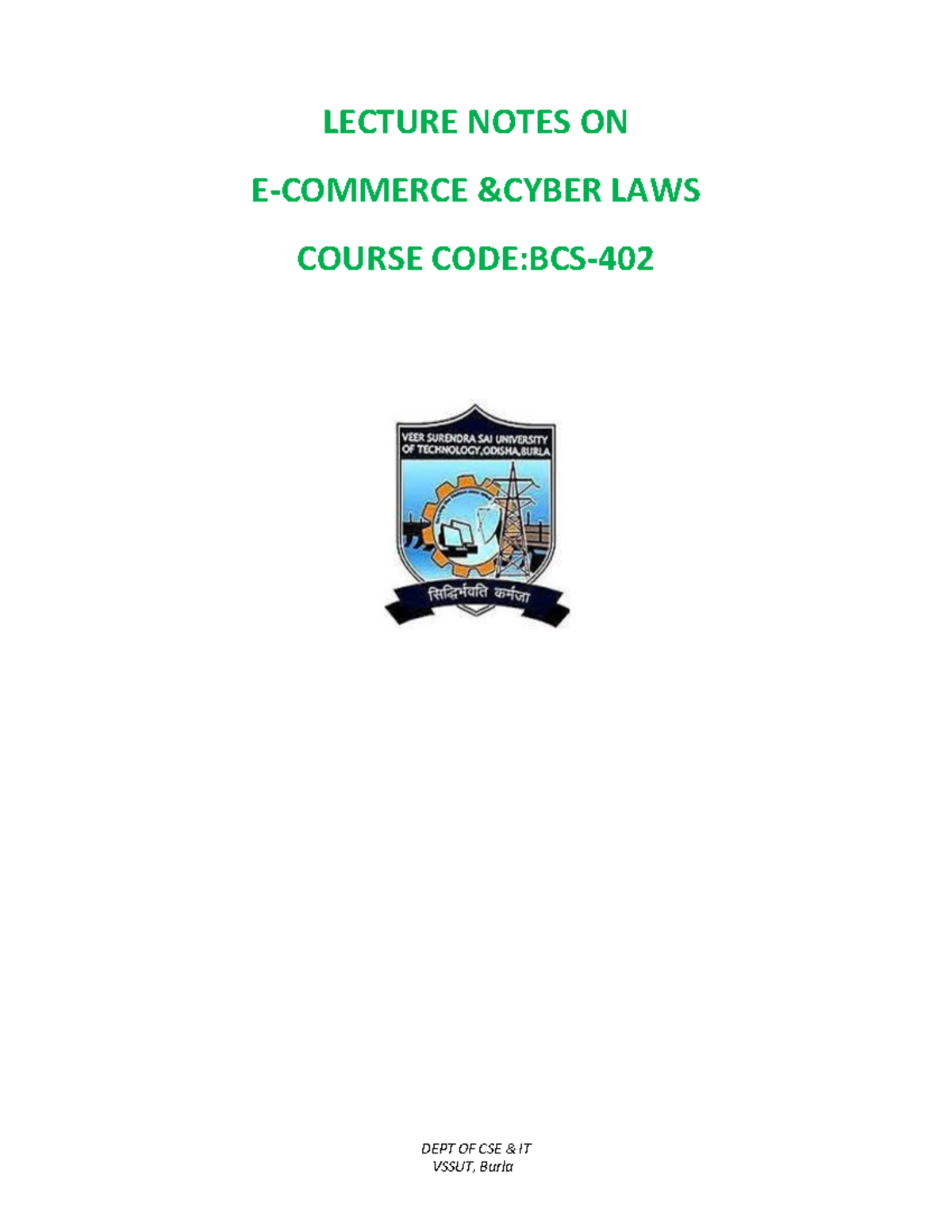 E Commerce Lecture Notes Dept Of Cse And It Lecture Notes On E Commerce