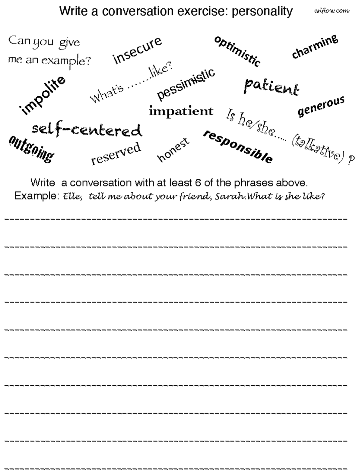 Personality-conversation - Write a conversation exercise: personality ...
