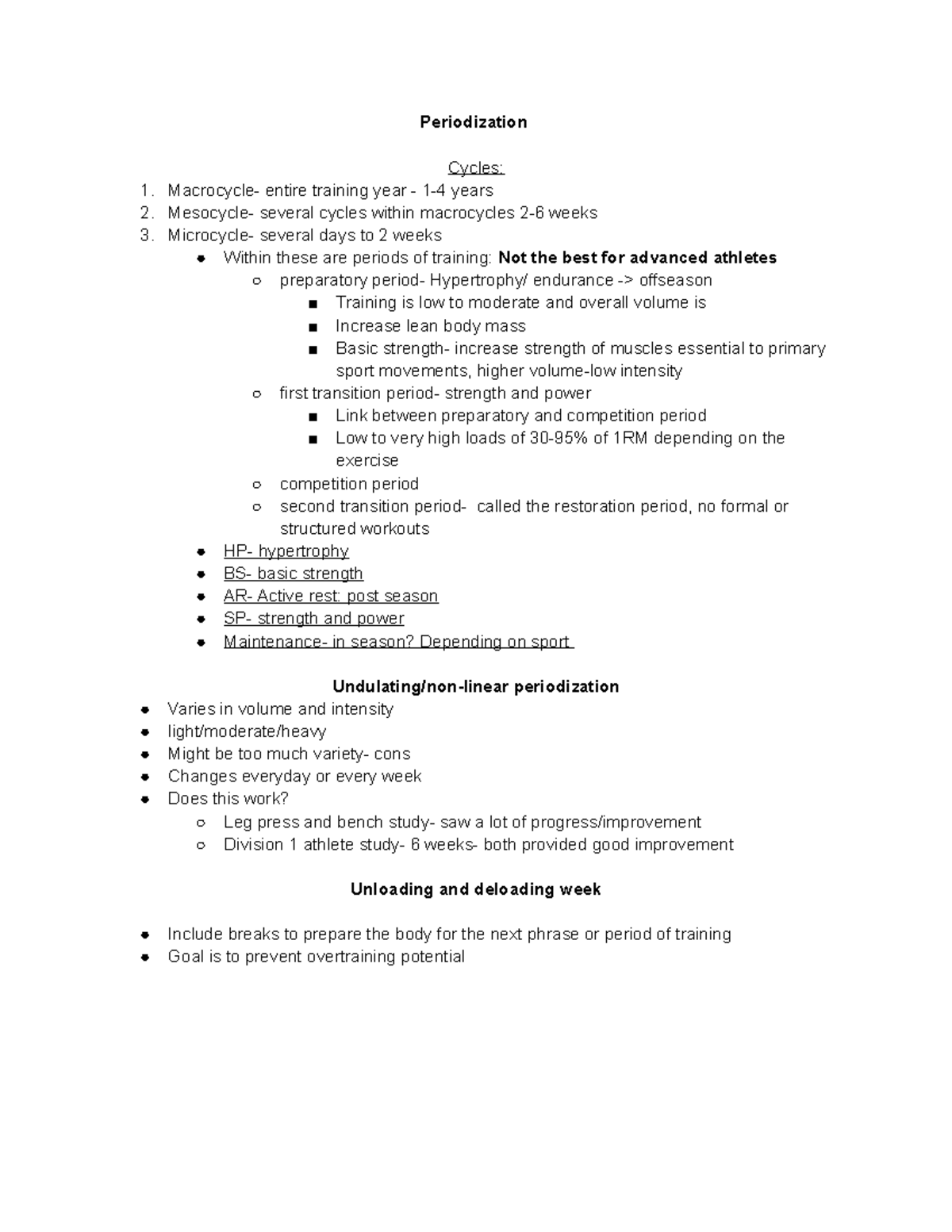 Kins 357 - Basic lecture notes on programming. - Periodization Cycles ...