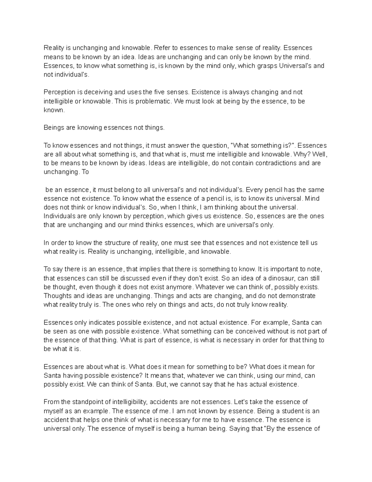 Metaphysics notes - Reality is unchanging and knowable. Refer to ...