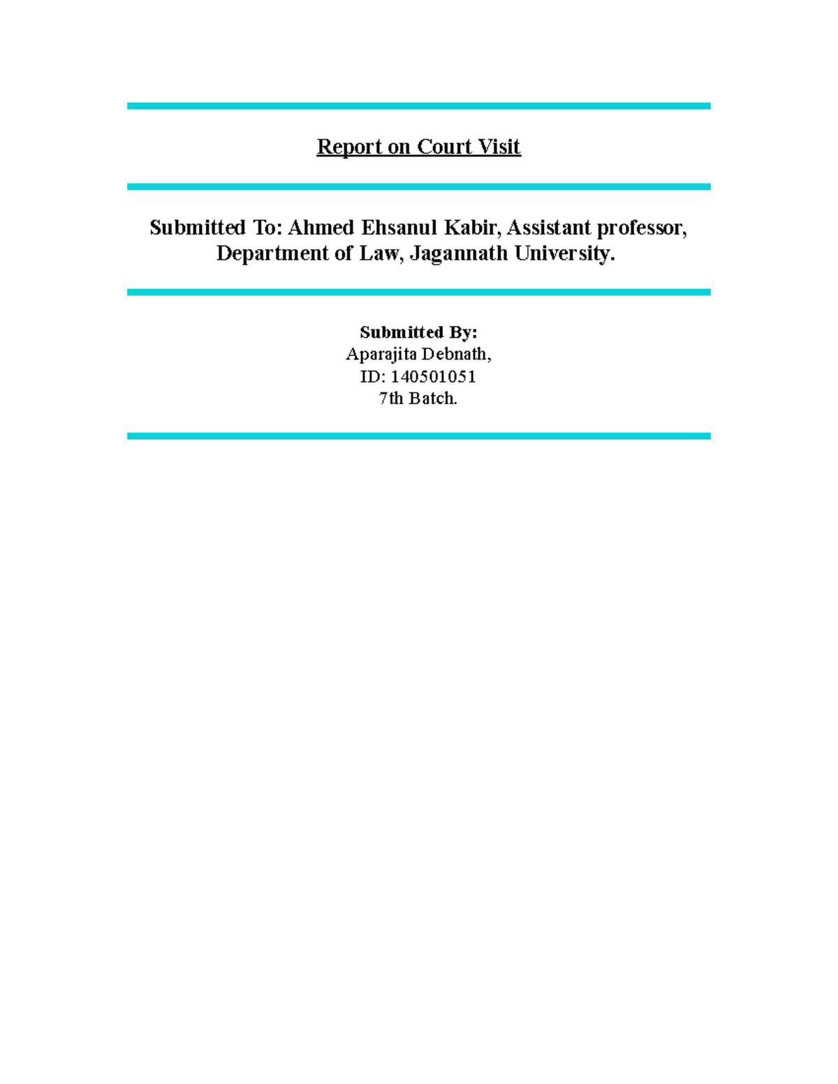 Report on Court Visit Submitted To Ahmed - Report on Court Visit ...